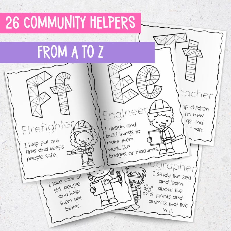 Community Helpers ABC Coloring Pages for Preschool, Toddlers and ...