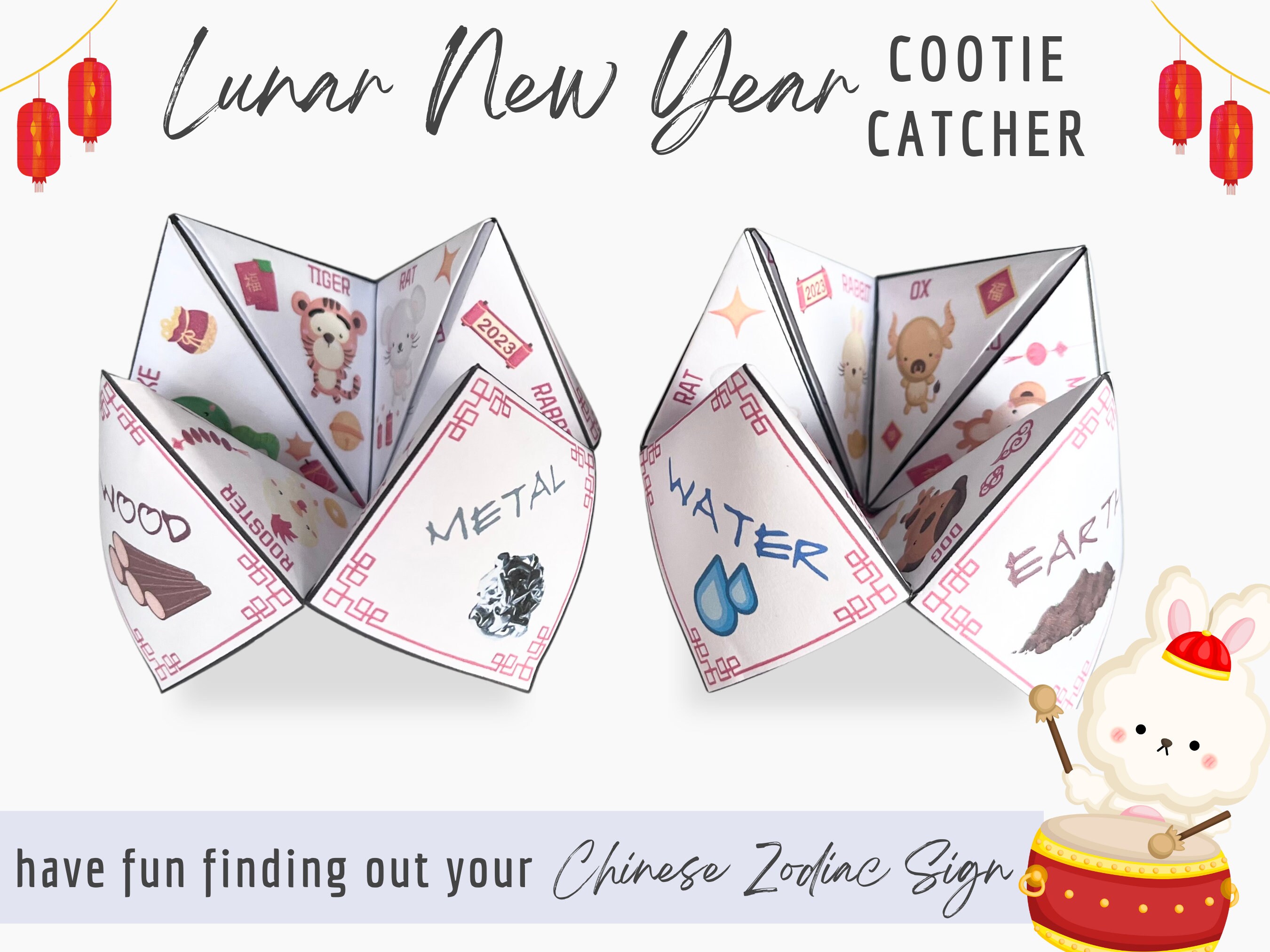 Lunar New Year Cootie Catcher Chinese New Year Paper Fortune - Etsy