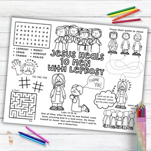 Jesus Heals 10 Lepers Activity Placemat, Life of Jesus Bible Story ...