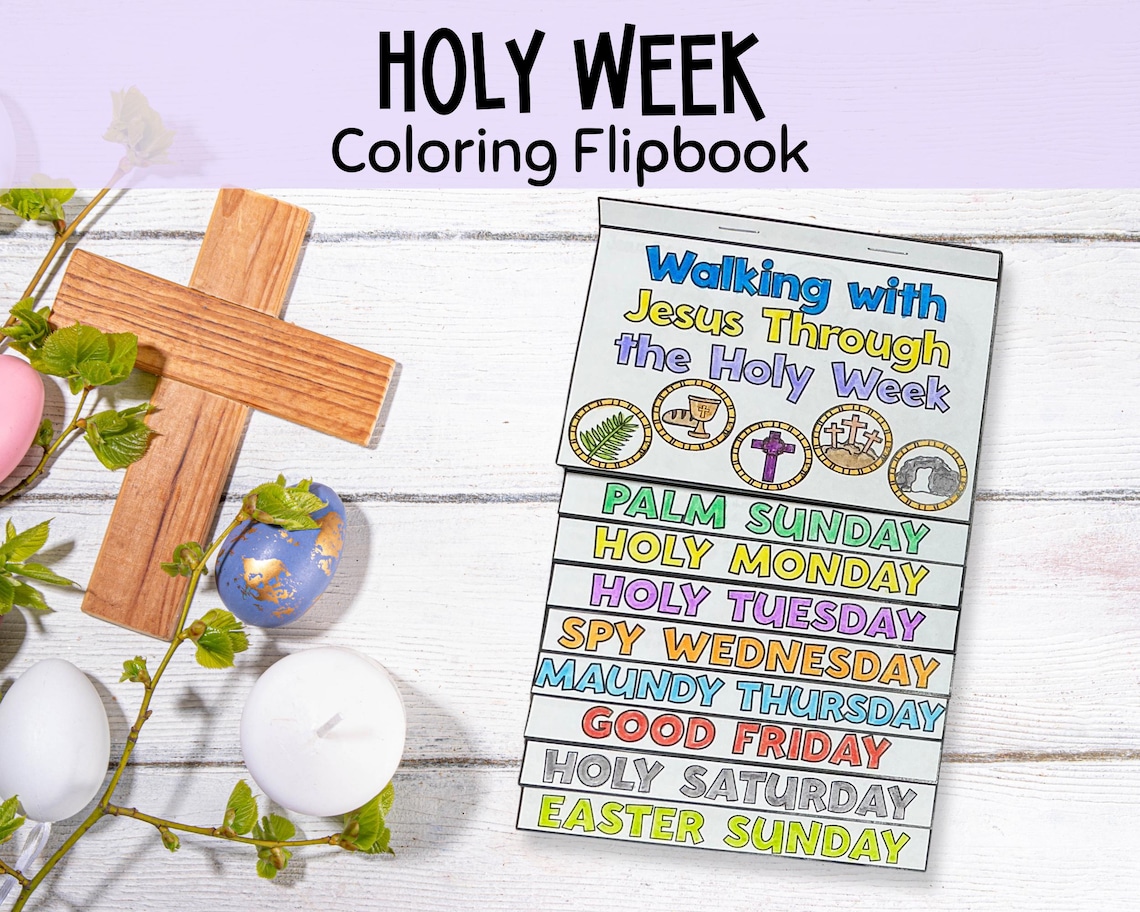 Holy Week Flipbook, Easter Story Coloring Flipbook for Christian Bible ...