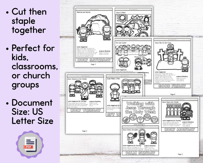 Holy Week Flipbook, Easter Story Coloring Flipbook for Christian Bible ...