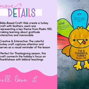 Thanksgiving Build a Turkey Bible Lesson Craft, Psalm 100 Bible Verse ...
