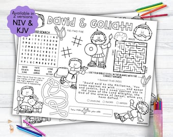 David and Goliath Coloring Page & Bible Story for Kids | Sunday School ...