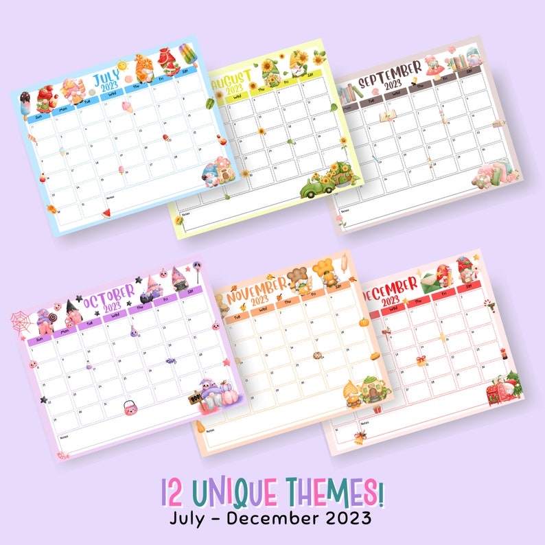 Academic Calendar 2023-2024 Gnome Calendar, Editable/fillable Gnome ...