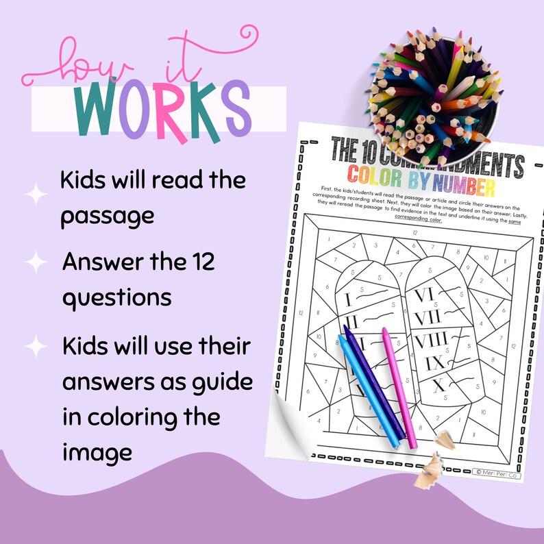 The Ten Commandments Color by Number Activity | Fun Kids' Educational ...