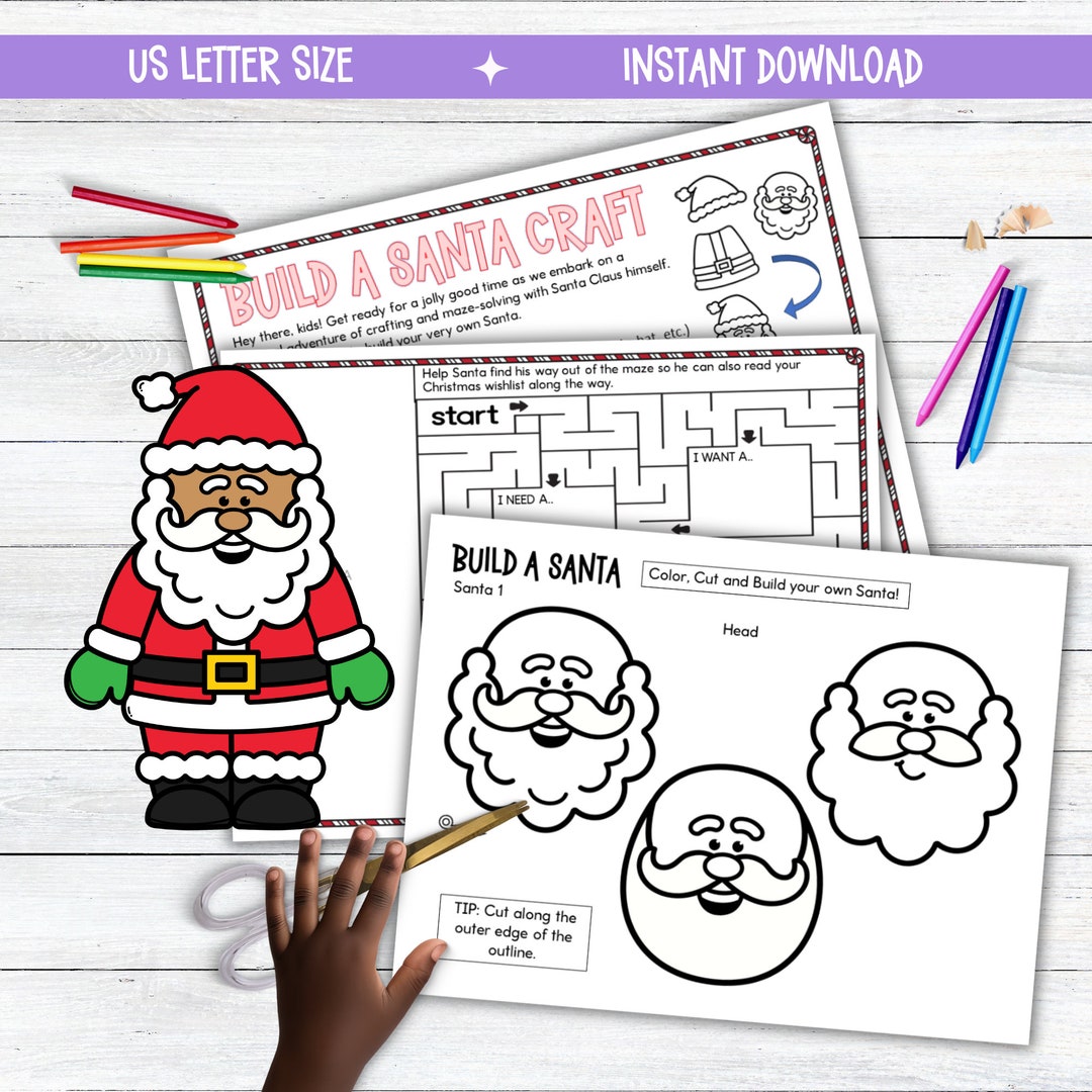 Build a Santa Activity Kit for Kids, Christmas Santa Claus Crafts and ...