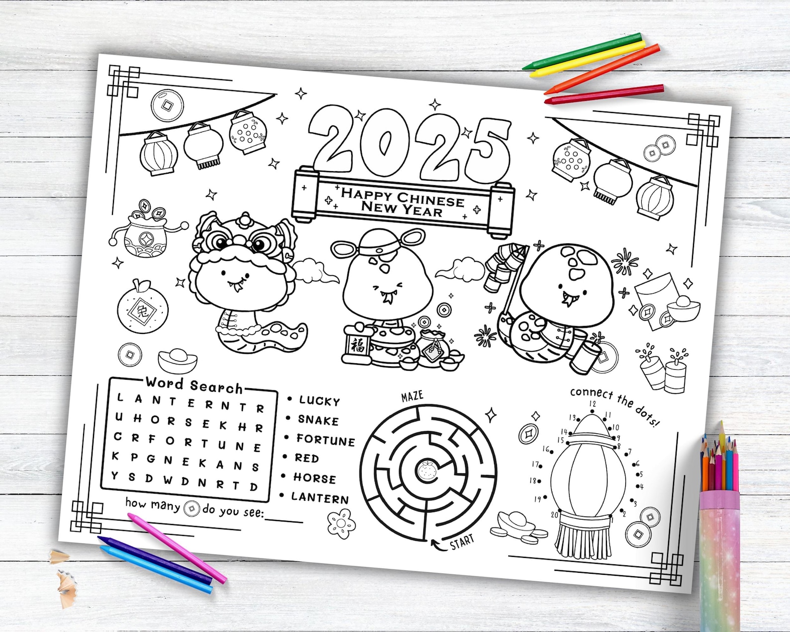 Year of the Snake Activity Placemat, Lunar New Year, Chinese New Year ...