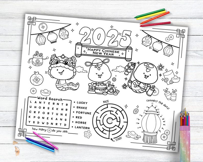 Year of the Snake Activity Placemat, Lunar New Year, Chinese New Year ...