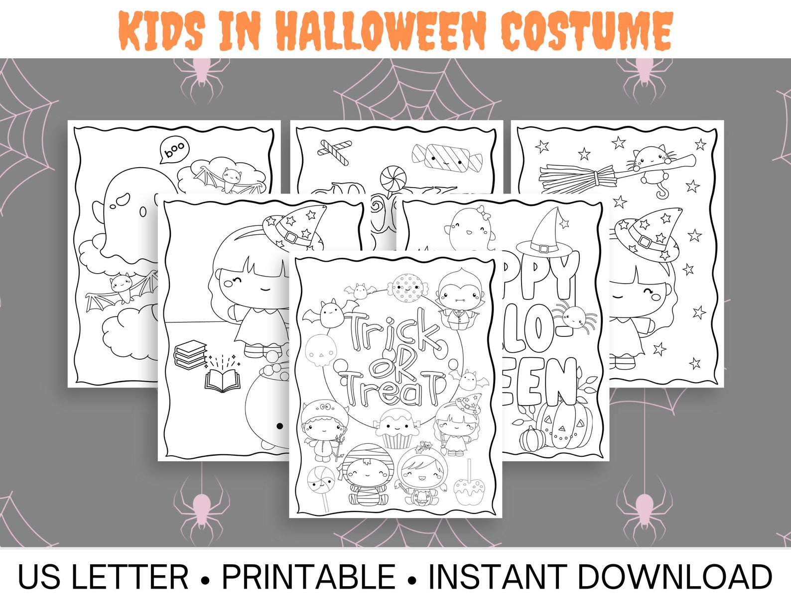 Kids in Halloween Costume Coloring Pages 16 Printable - Etsy