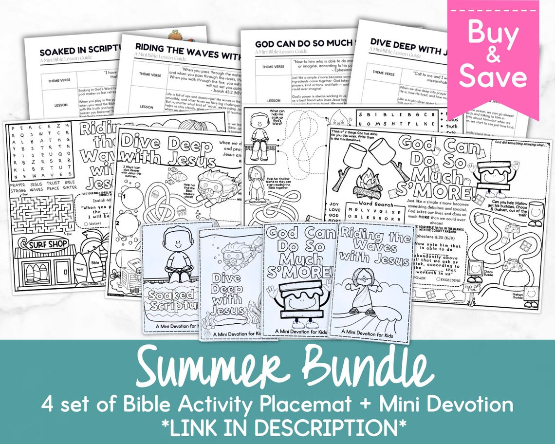 Smores Themed Bible Activity Set Kids' Sunday School, Summer Bible ...