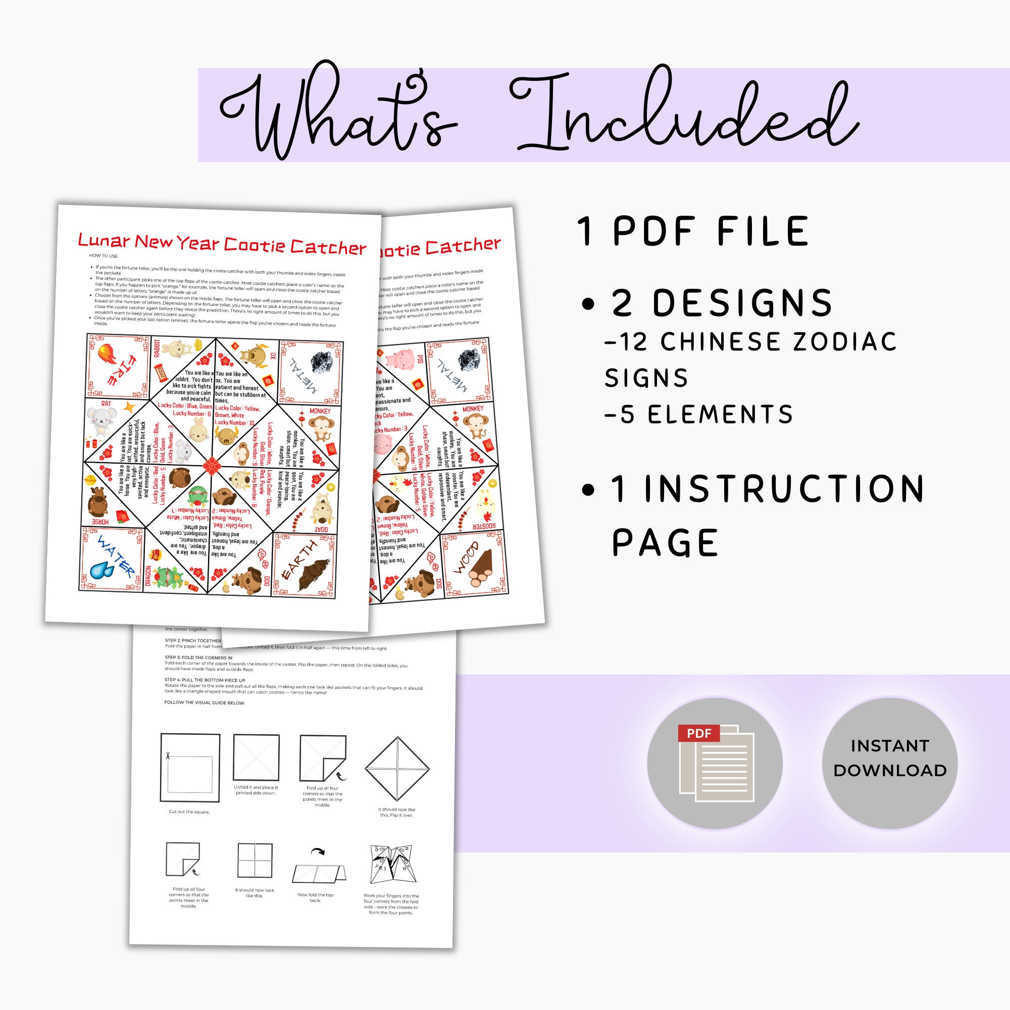 Lunar New Year Cootie Catcher - Chinese New Year Paper Fortune Teller ...