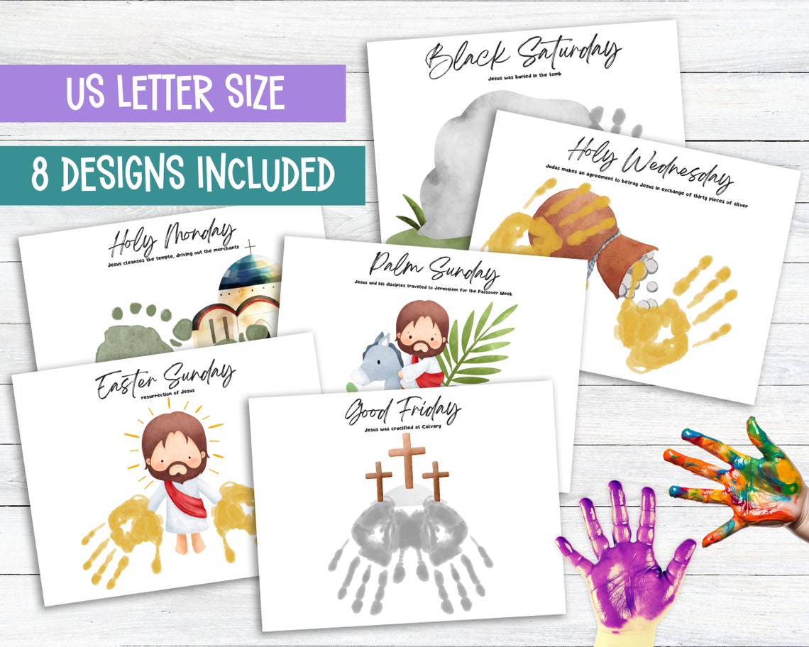 Easter Story Handprint Art Craft - Lent, Holy Week Footprint ...