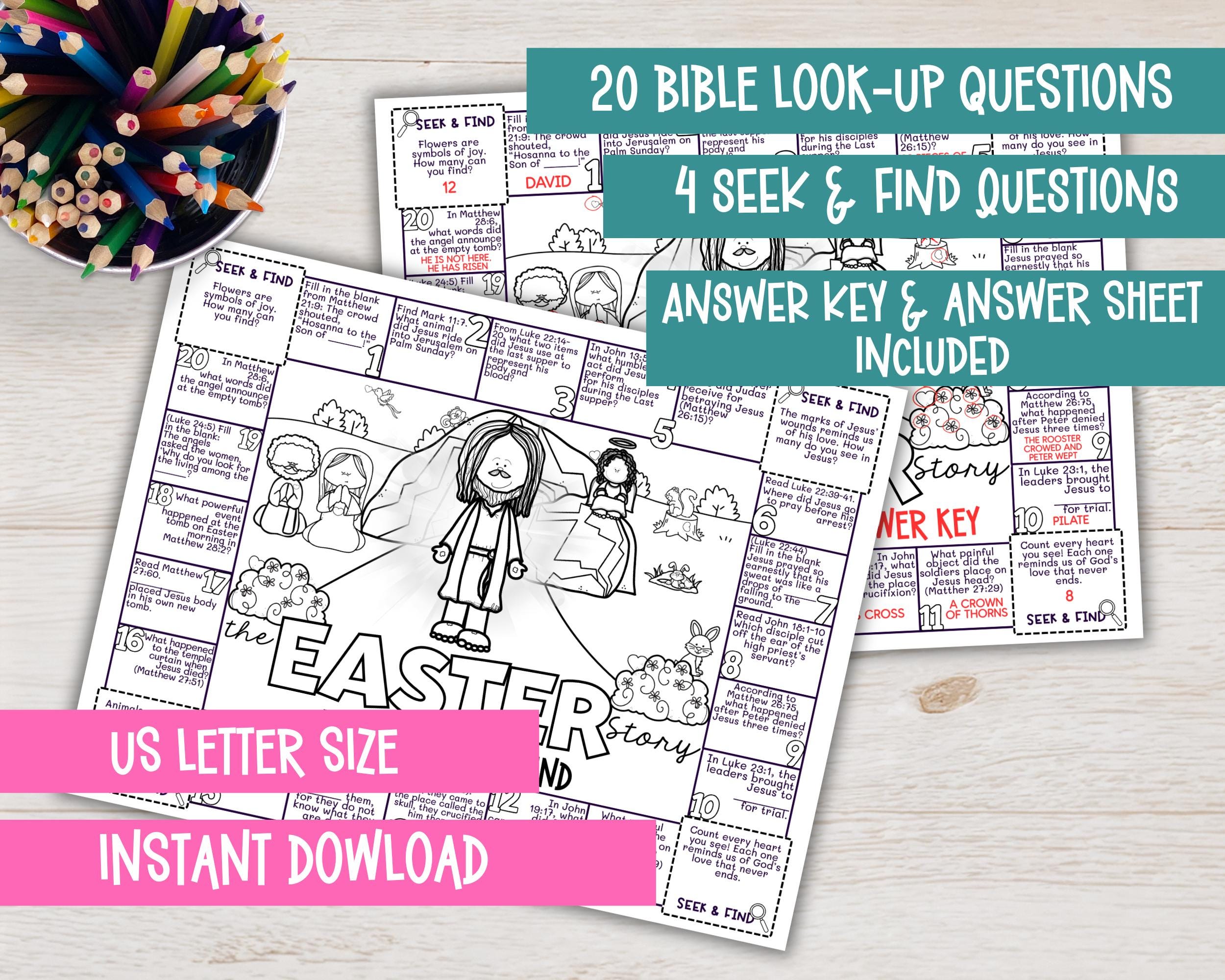 Easter Story Bible Seek and Find, Resurrection Scavenger Hunt Easter ...