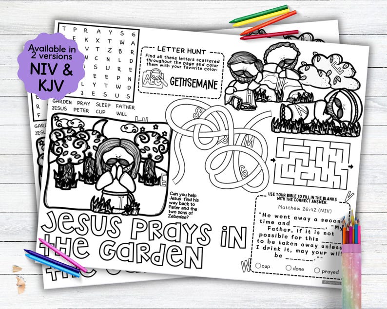 Jesus Prays in the Garden of Gethsemane Activity Placemat, Holy Week ...
