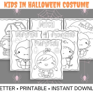 Kids in Halloween Costume Coloring Pages 16 Printable - Etsy