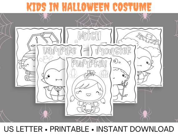 Kids in Halloween Costume Coloring Pages 16 Printable - Etsy