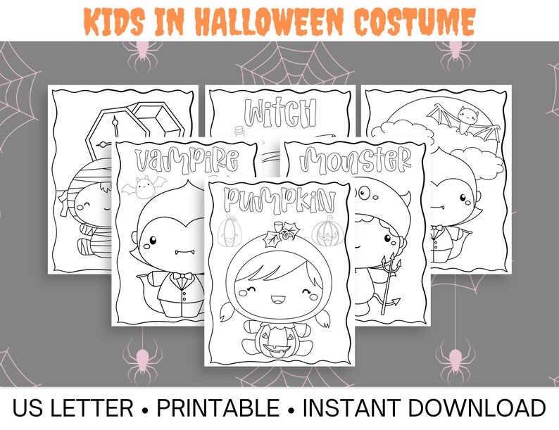 Kids in Halloween Costume Coloring Pages 16 Printable - Etsy