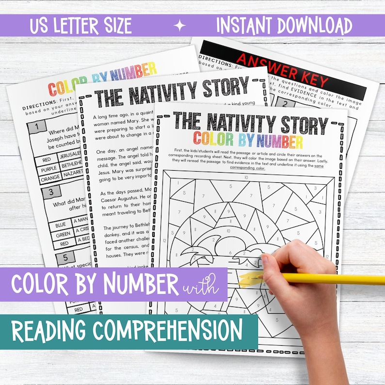 The Nativity Story Color by Number Activity | Printable Nativity Story ...