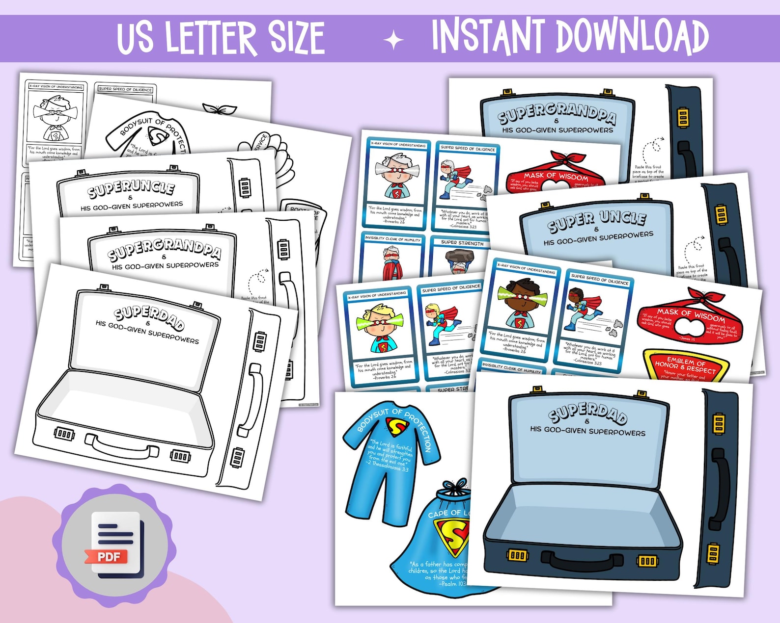 Fathers Day Bible Craft, Superhero Dad/grandpa/uncle Printable Craft ...