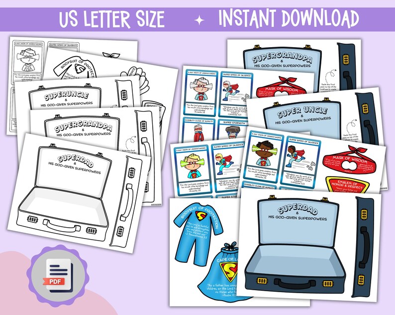 Fathers Day Bible Craft, Superhero Dad/grandpa/uncle Printable Craft ...