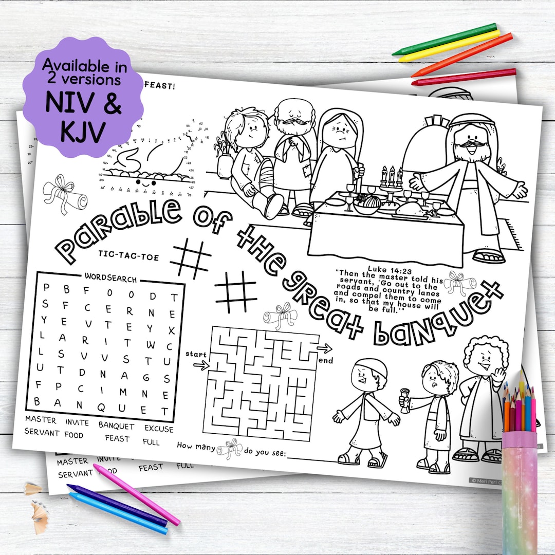 Parable of the Great Banquet Activity Placemat, Jesus Bible Story ...