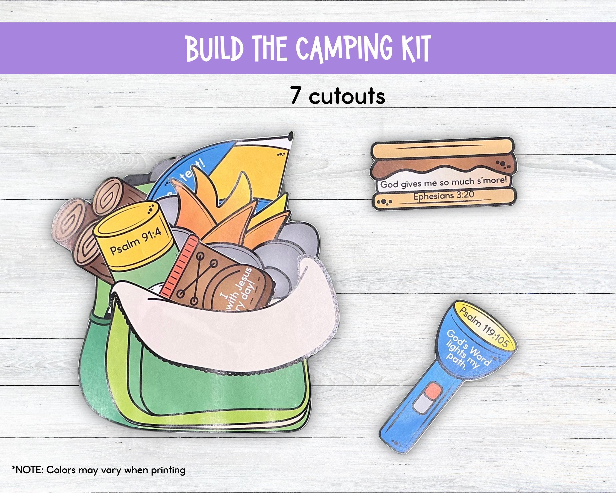 Camping-themed Bible Lesson Craft for Summer, Build a Camp Kit Activity ...