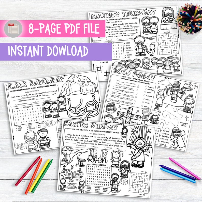 Easter Story Activity Placemats, Holy Week Bundle, Lenten Season ...