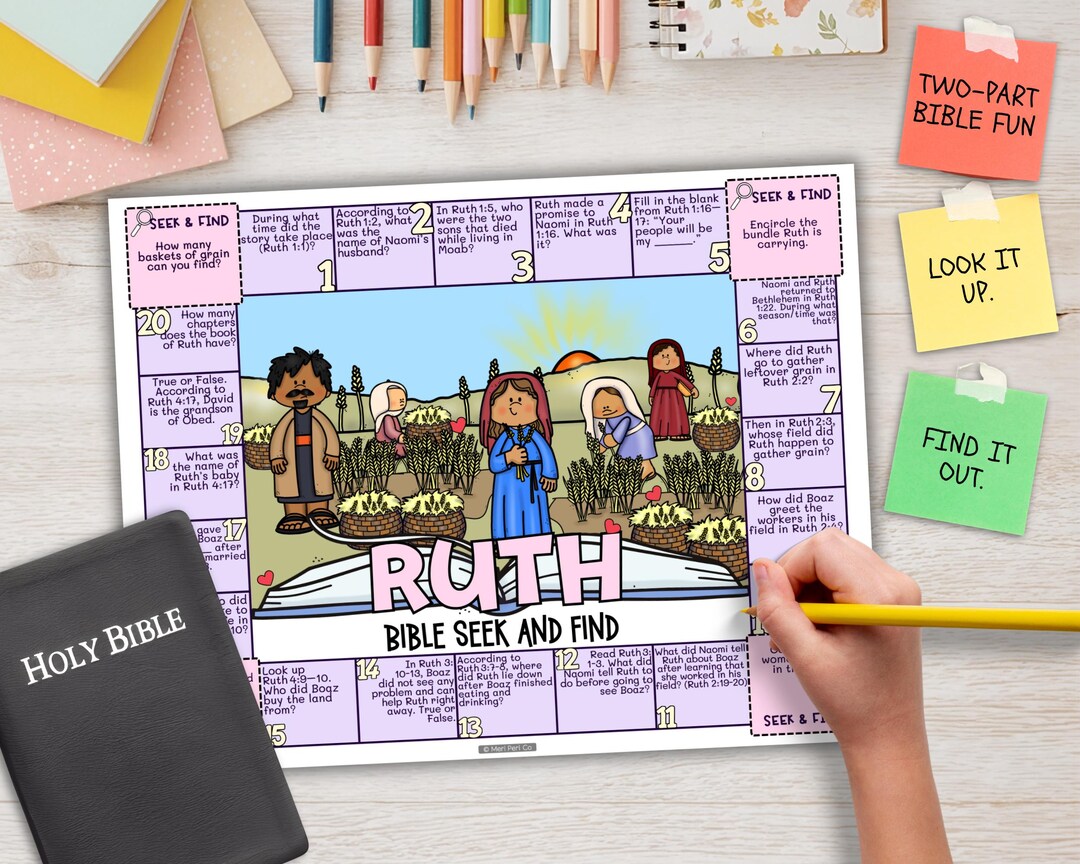 RUTH Bible Seek and Find, Books of the Bible Scavenger Hunt Game as ...