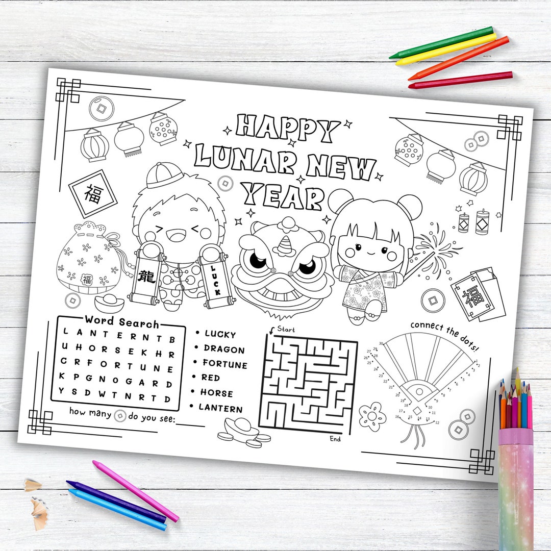 Chinese New Year Activity Placemat, Lunar New Year Coloring Placemat ...