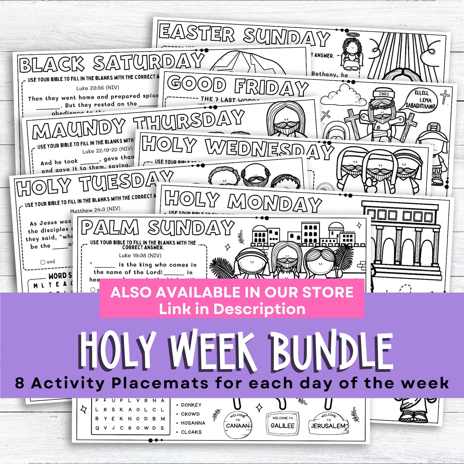 Maundy Thursday Activity Placemat, Holy Week, Lenten Season Coloring ...