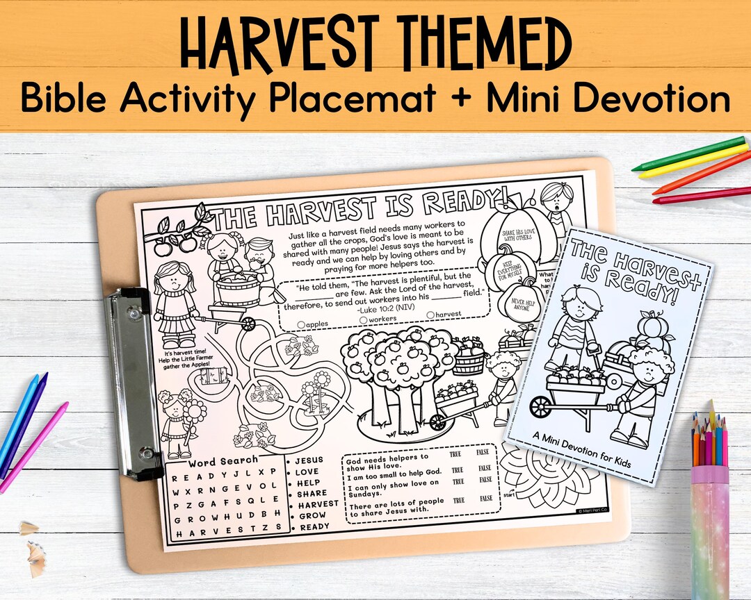Harvest Themed Bible Activity Set for Thanksgiving, Kids' Sunday School ...