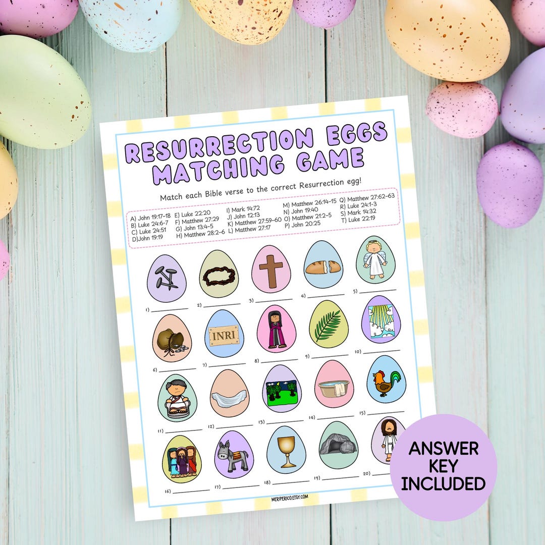 Resurrection Eggs Matching Game – Printable Easter Bible Activity for ...