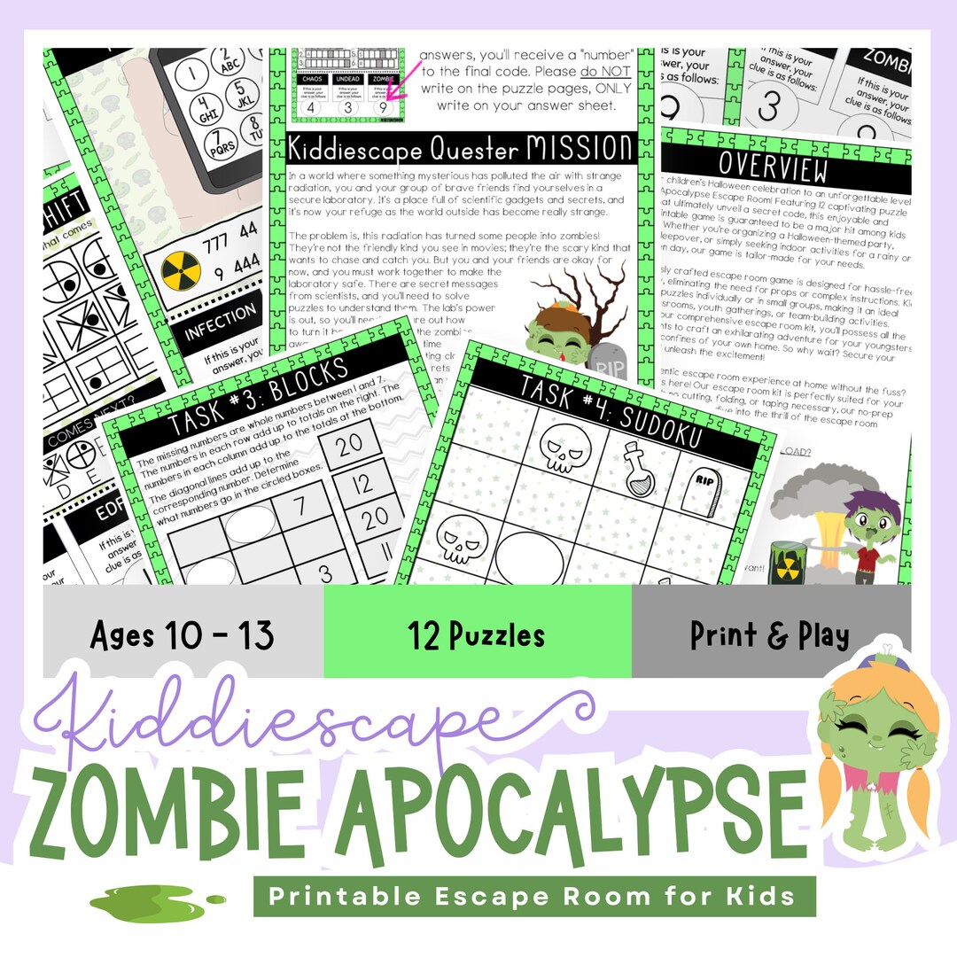 Zombie Apocalypse Printable Escape Room for Kids Fun and - Etsy