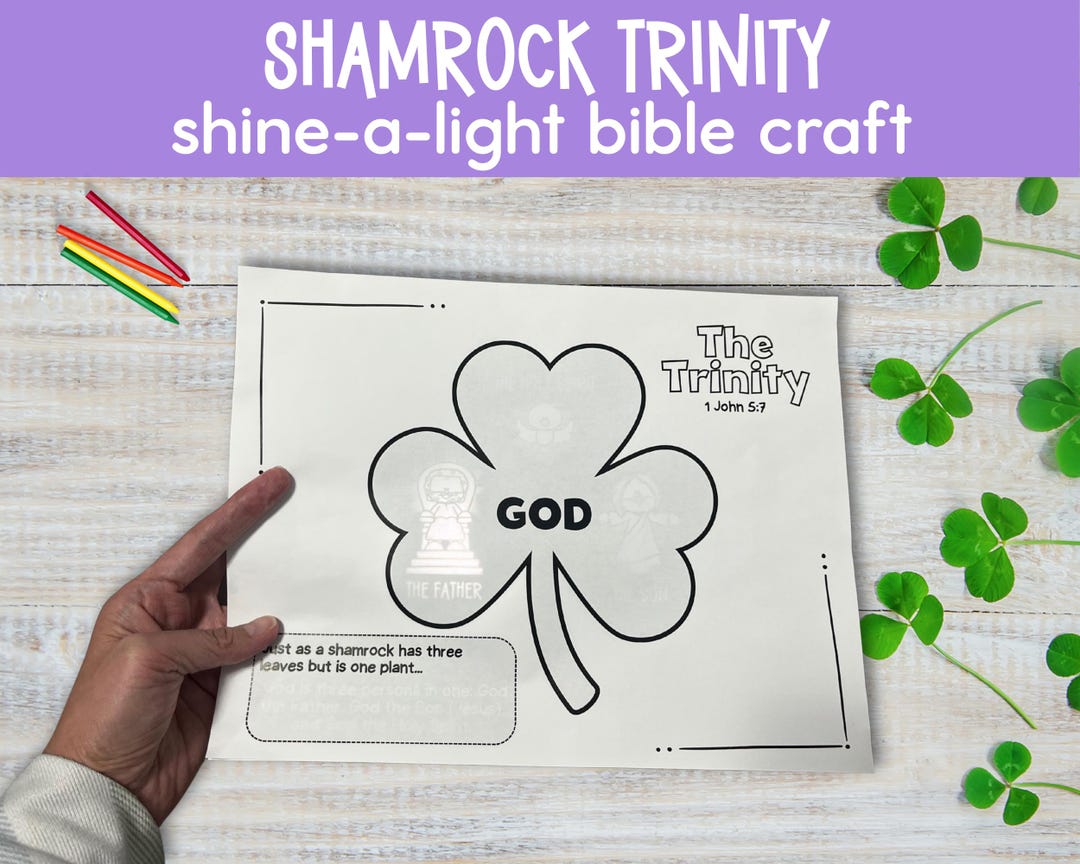Bible Craft for St. Patrick's Day, Shamrock Trinity Shine-a-light Craft, Flashlight Activity for ...