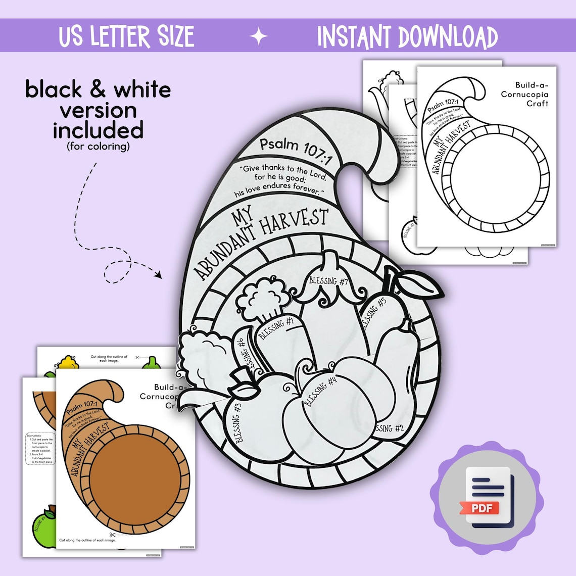 Thanksgiving Build a Cornucopia Bible Lesson Craft, My Abundant Harvest ...