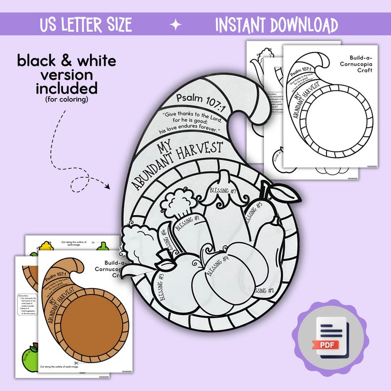Thanksgiving Build a Cornucopia Bible Lesson Craft, My Abundant Harvest ...