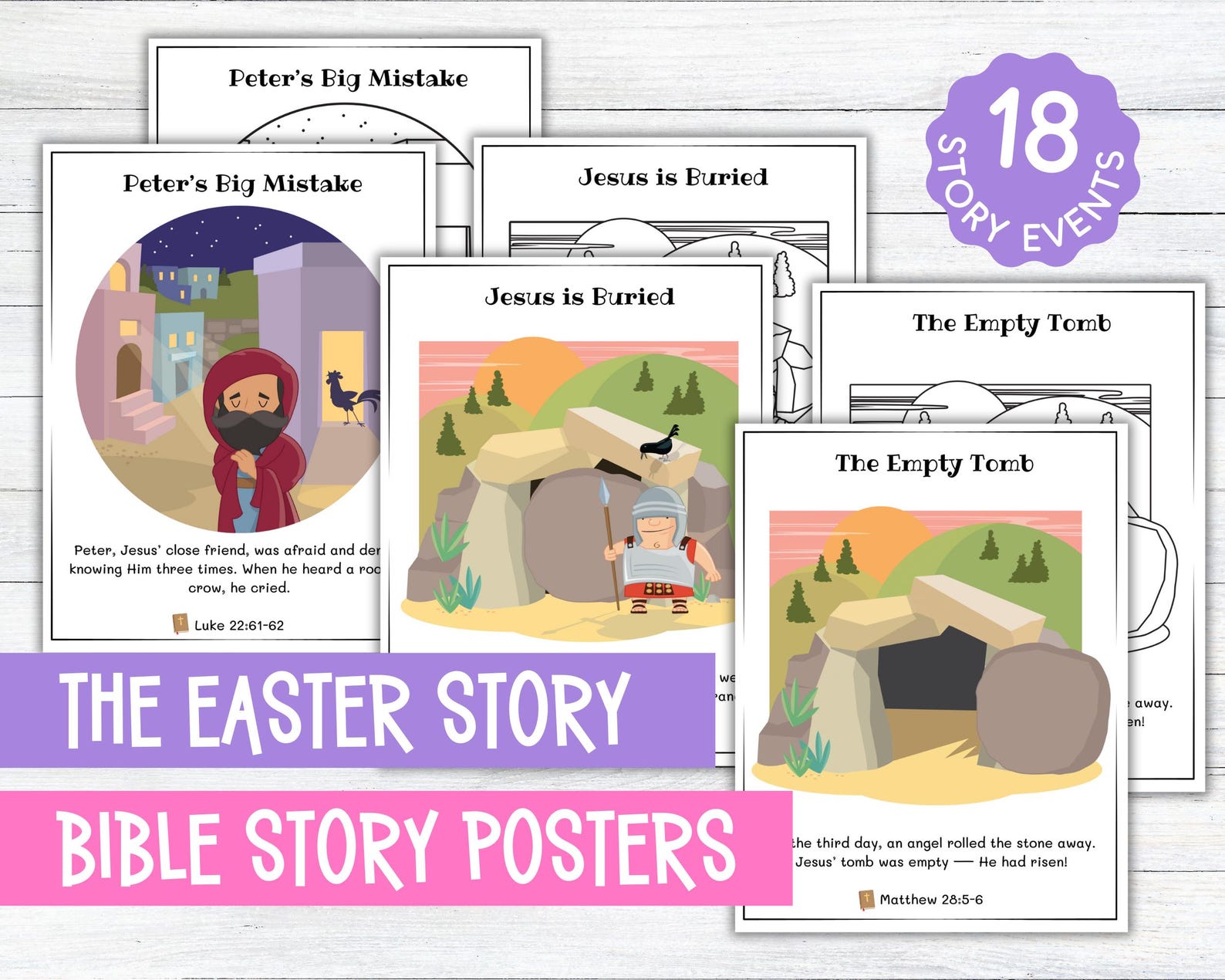 Easter Story Posters for Kids | Holy Week Bible Story Printables ...