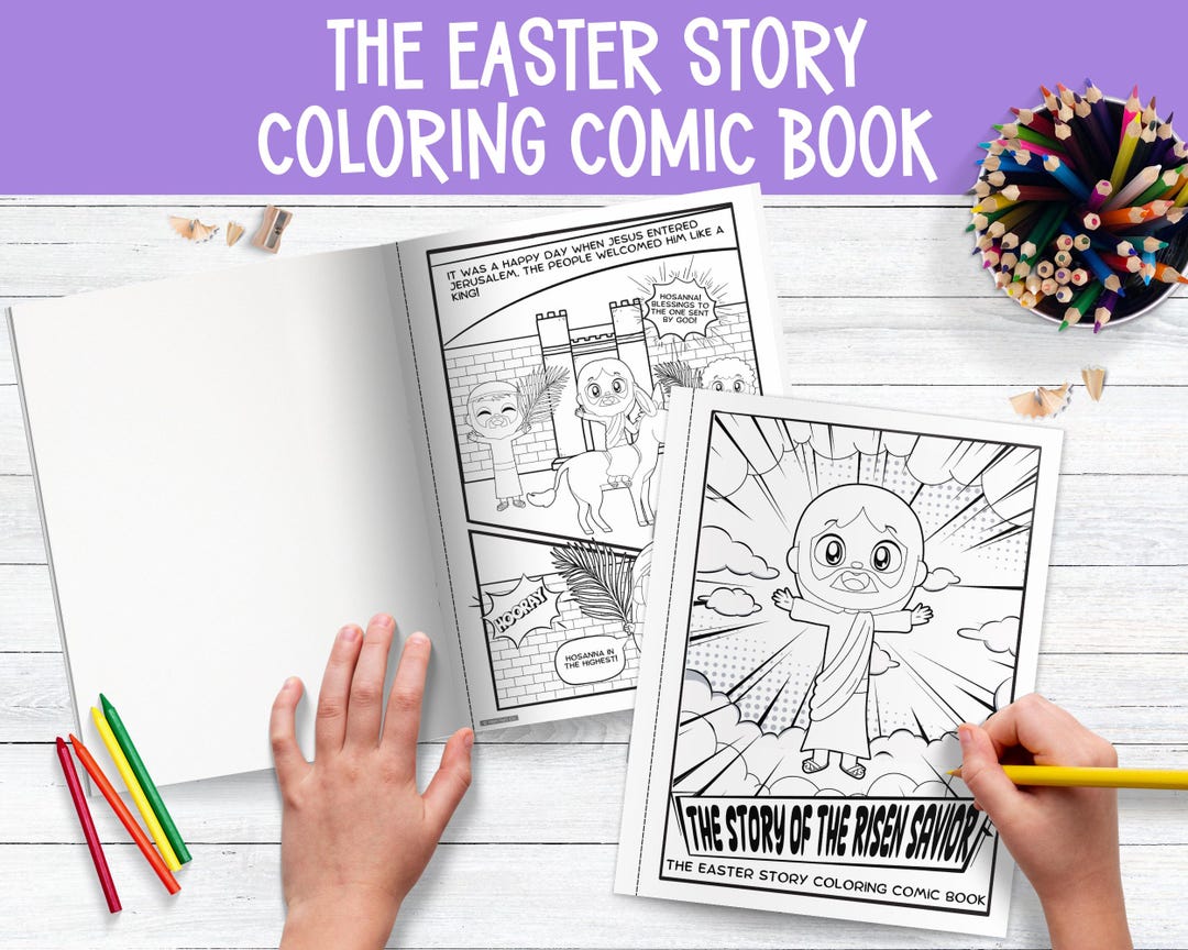 The Easter Story Coloring Comic Book, A Easter/holy Week Kids Bible ...