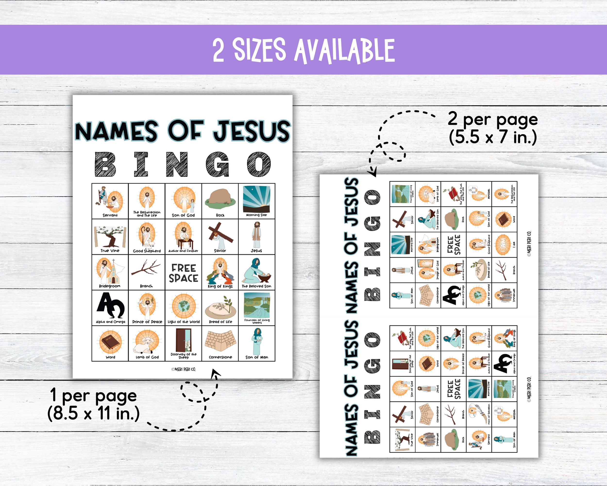 Names of Jesus Bingo Game | Christian Games for Church, Sunday School ...