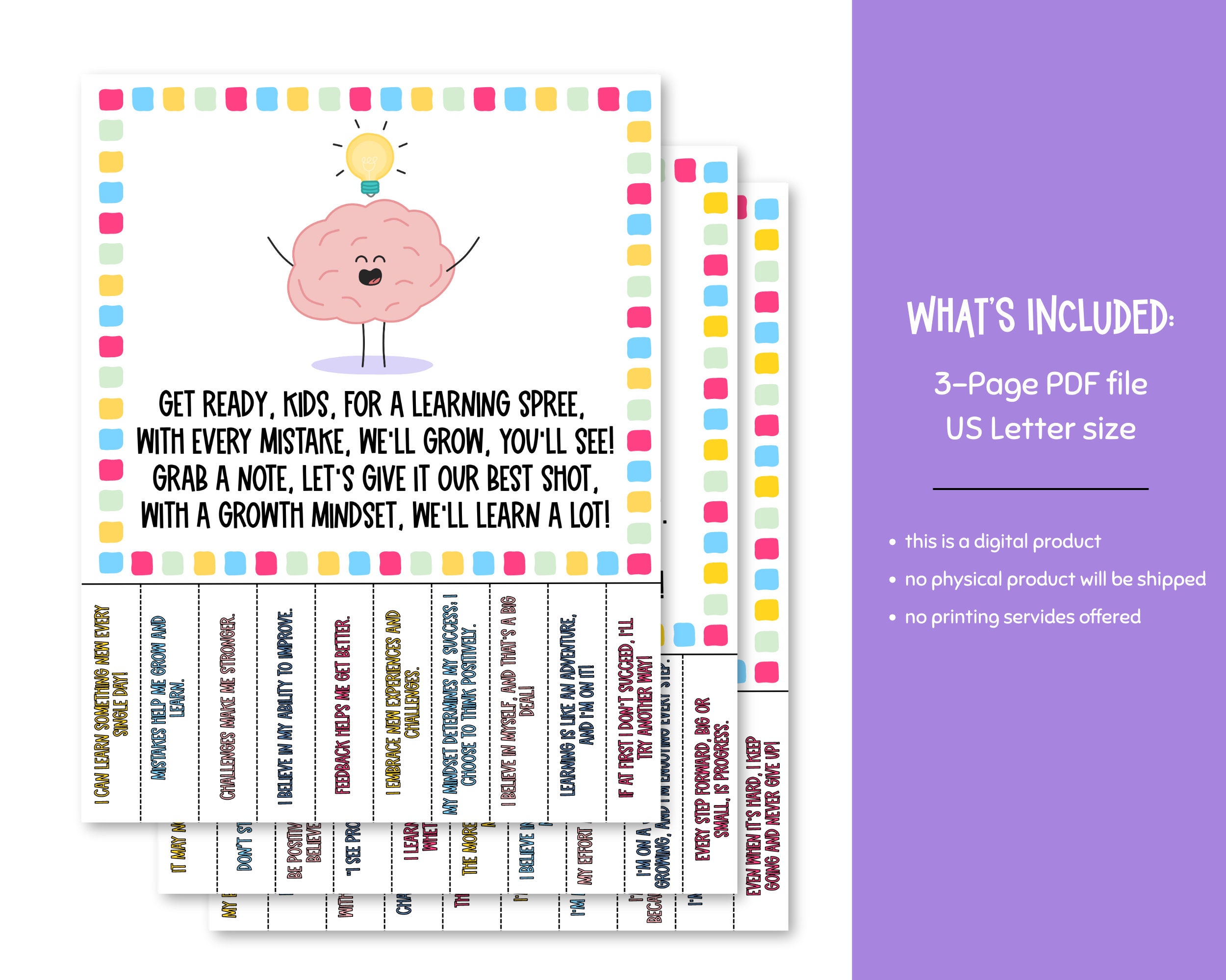 Growth Mindset Tear-off Flyers, Take What You Need Flyer, Teacher ...