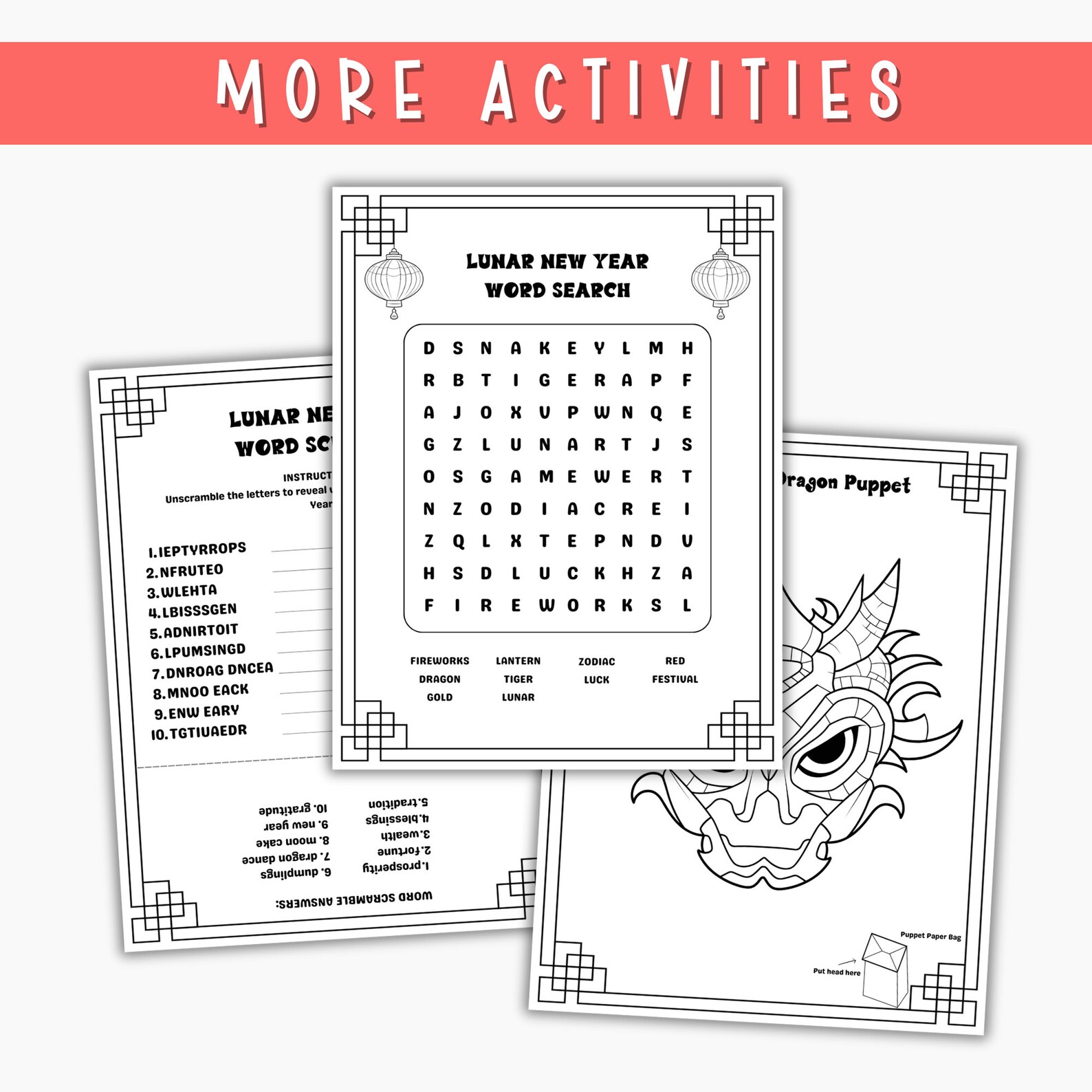 Chinese New Year Coloring Activity Pages | Lunar New Year Kids Activity ...
