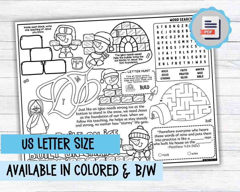 Igloo Themed Bible Activity Set for Winter, Sunday School and ...