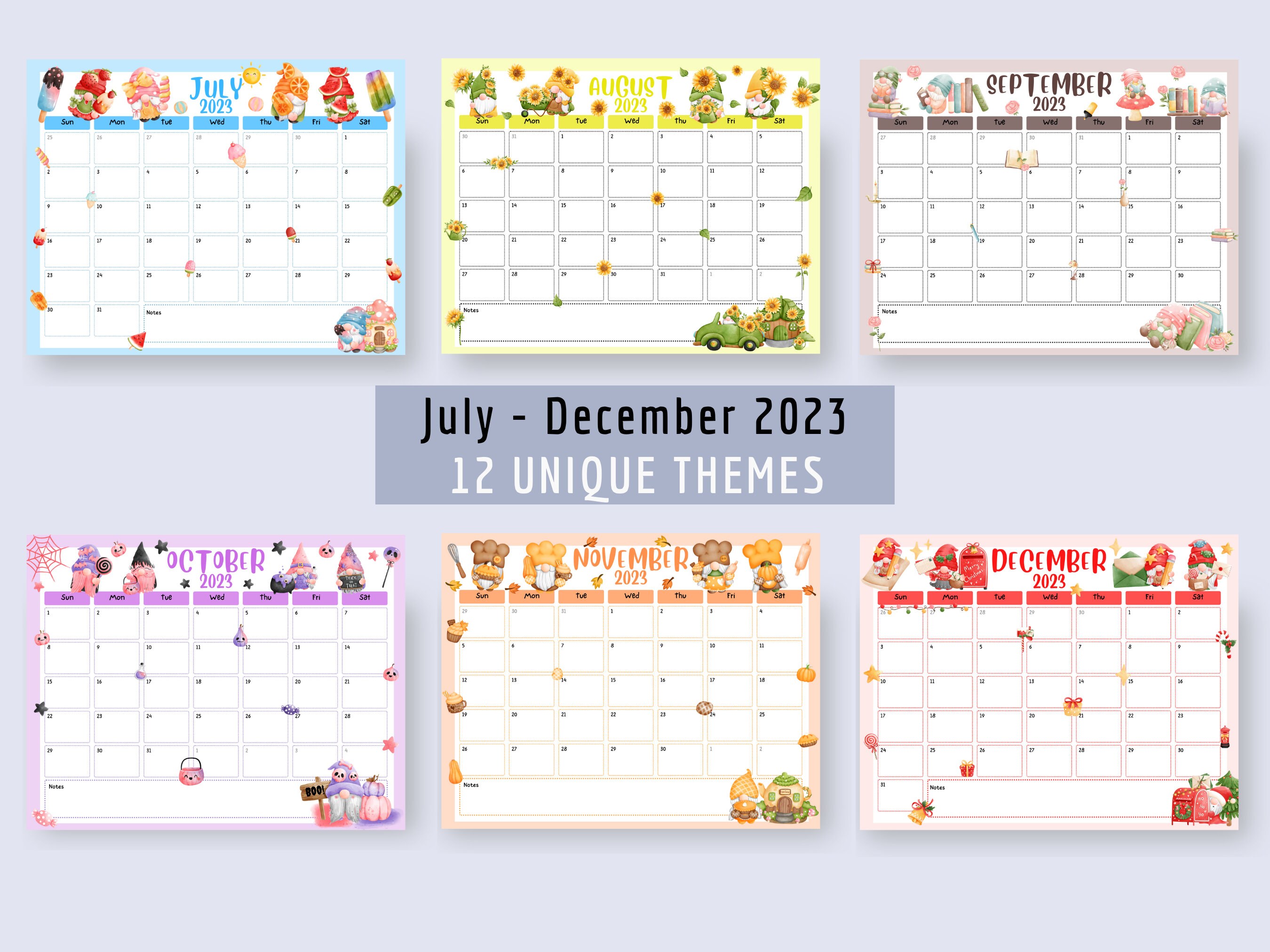 Academic Calendar 2023-2024 Gnome Calendar Editable/fillable - Etsy Canada
