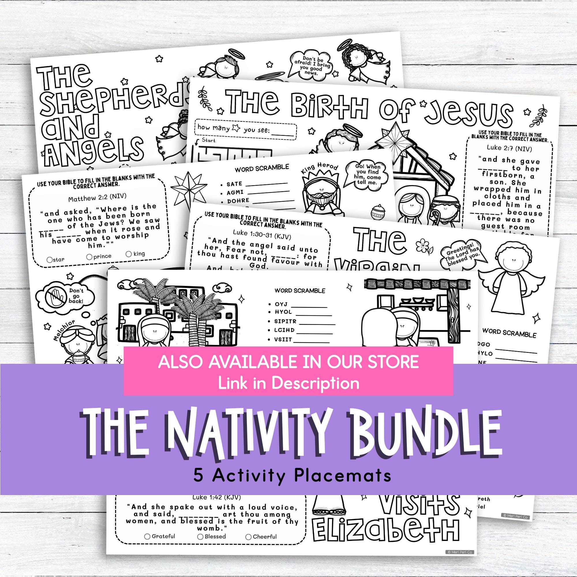 Three Wise Men Activity Placemat, Nativity, Christmas Bible Story ...