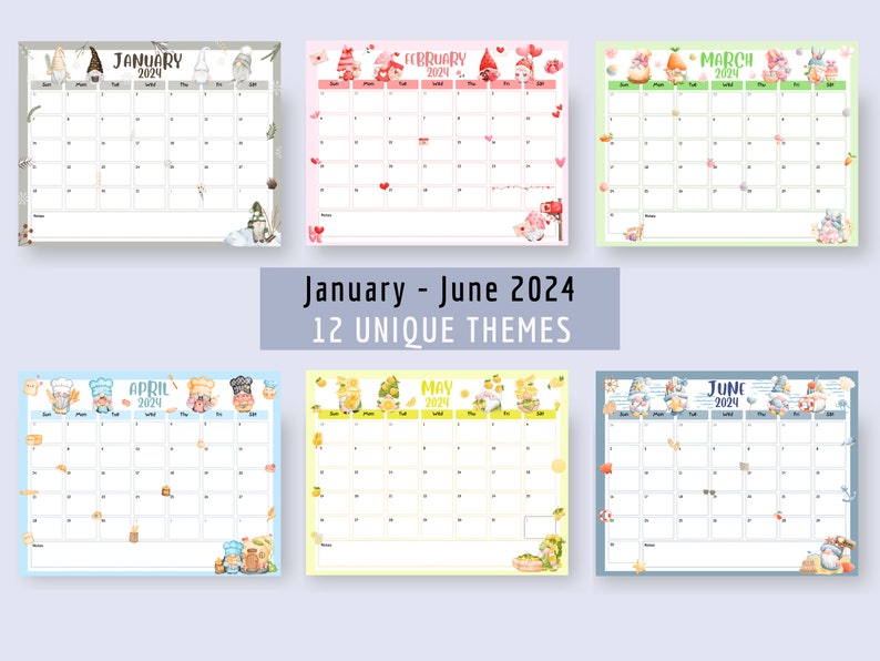 Academic Calendar 2023-2024 Gnome Calendar Editable/fillable - Etsy Canada