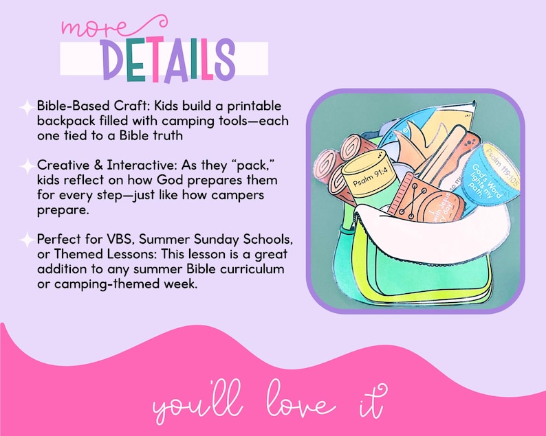 Camping-themed Bible Lesson Craft for Summer, Build a Camp Kit Activity ...