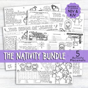The Nativity Bundle Activity Placemats, First Christmas, Advent Season ...