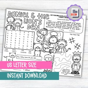Daniel and the Lions' Den Activity Placemat, Bible Story Coloring ...