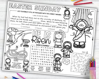 Easter Activity Placemat, Bible Story Coloring Placemat as Kids ...
