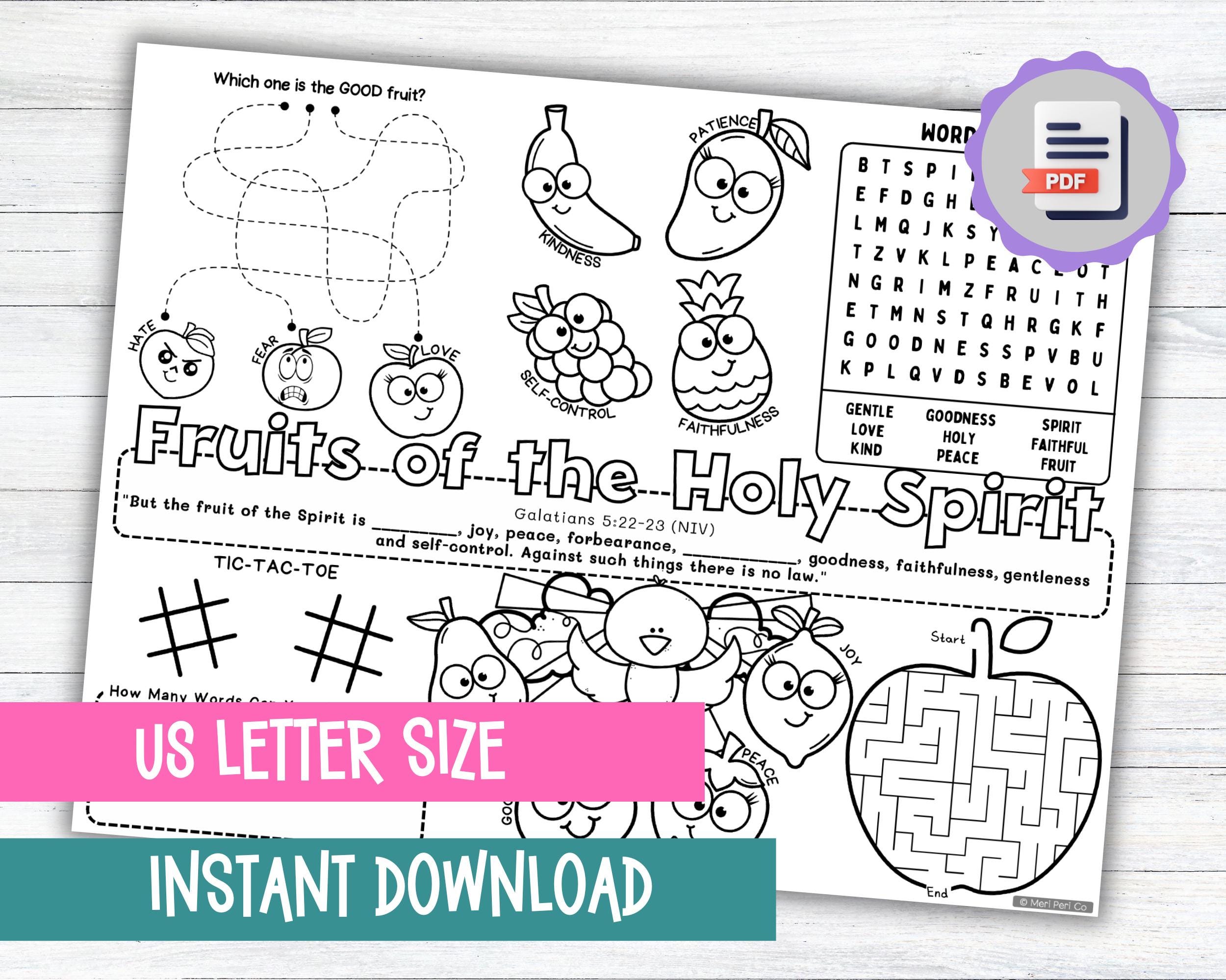 Fruits of the Holy Spirit Activity Placemat, Galatians 5 Bible Story ...